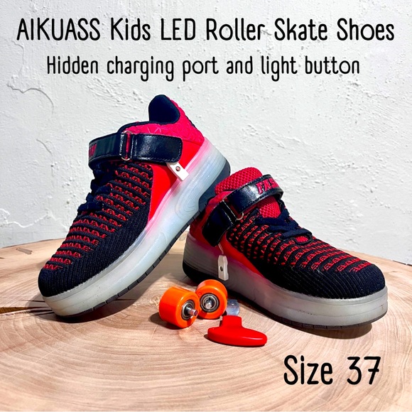 Shoes | Aikuass Kids Usb Chargeable Led Light Up Roller Skate Shoes ...